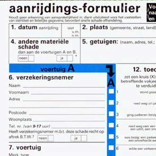 Wie is voertuig A op het schadeformulier? - 112Schade